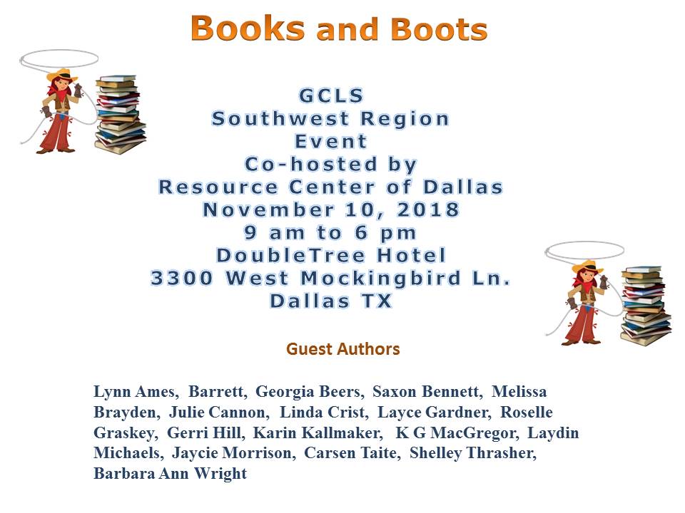 Books and Boots Gather in Dallas November 10! • Karin Kallmaker • Author